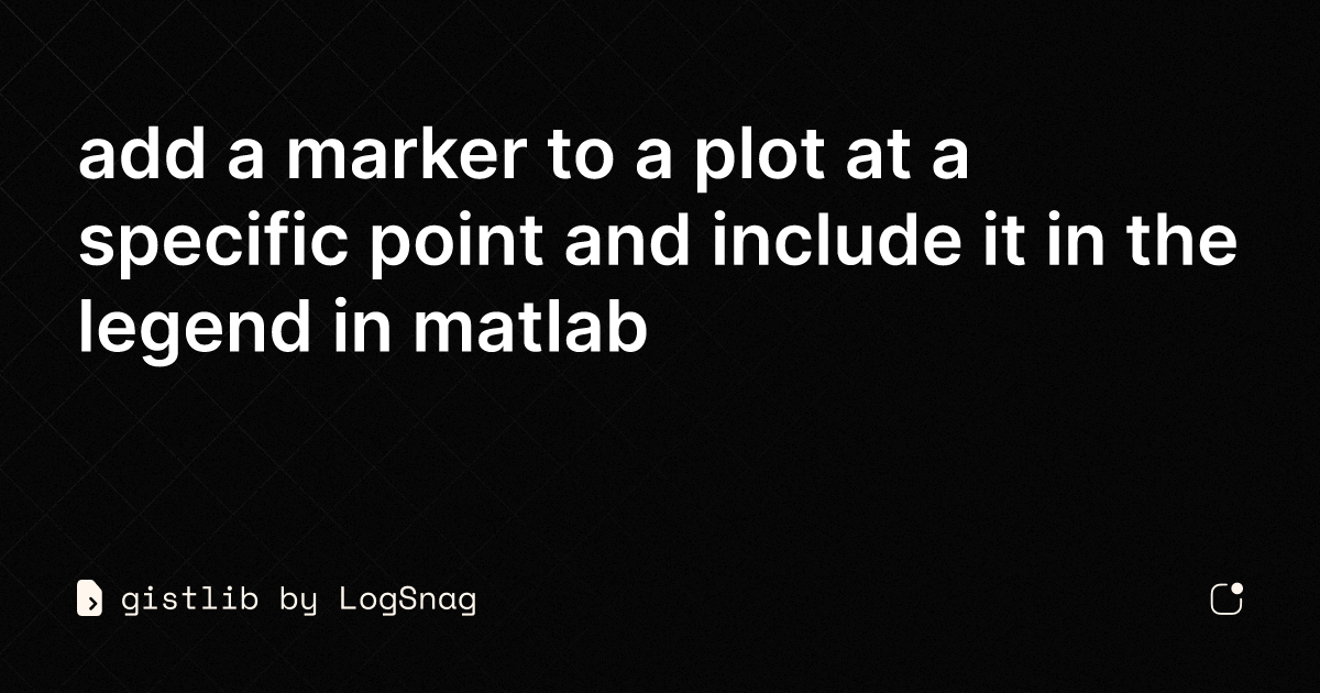 gistlib - add a marker to a plot at a specific point and include it in the legend in matlab