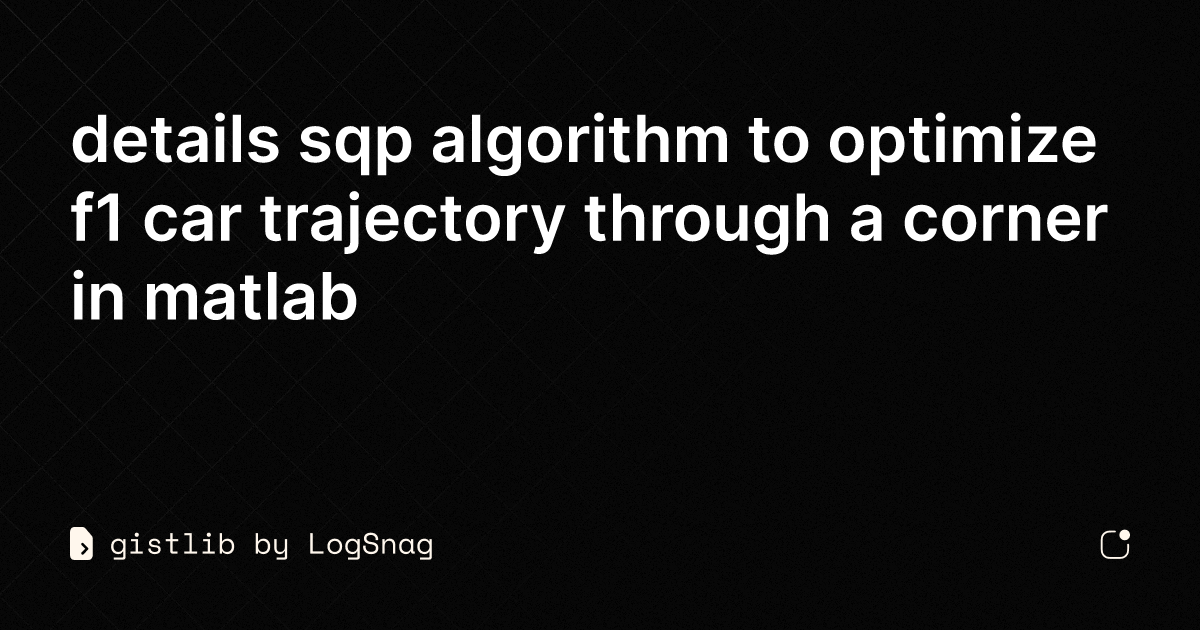 Gistlib Details Sqp Algorithm To Optimize F1 Car Trajectory Through A