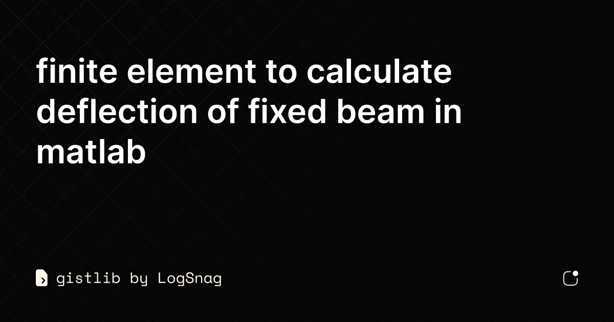Gistlib Finite Element To Calculate Deflection Of Fixed Beam In Matlab