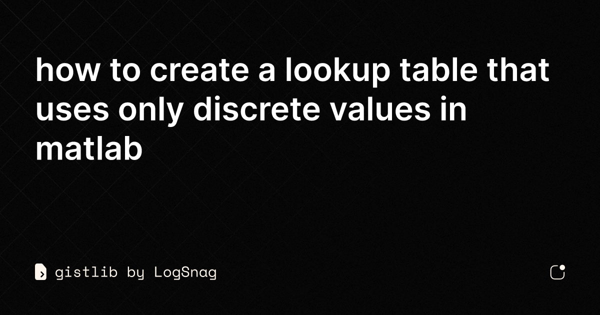 Gistlib How To Create A Lookup Table That Uses Only Discrete Values In Matlab