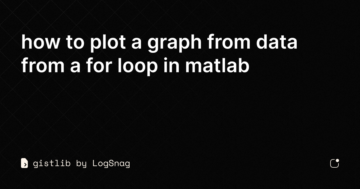 Gistlib How To Plot A Graph From Data From A For Loop In Matlab