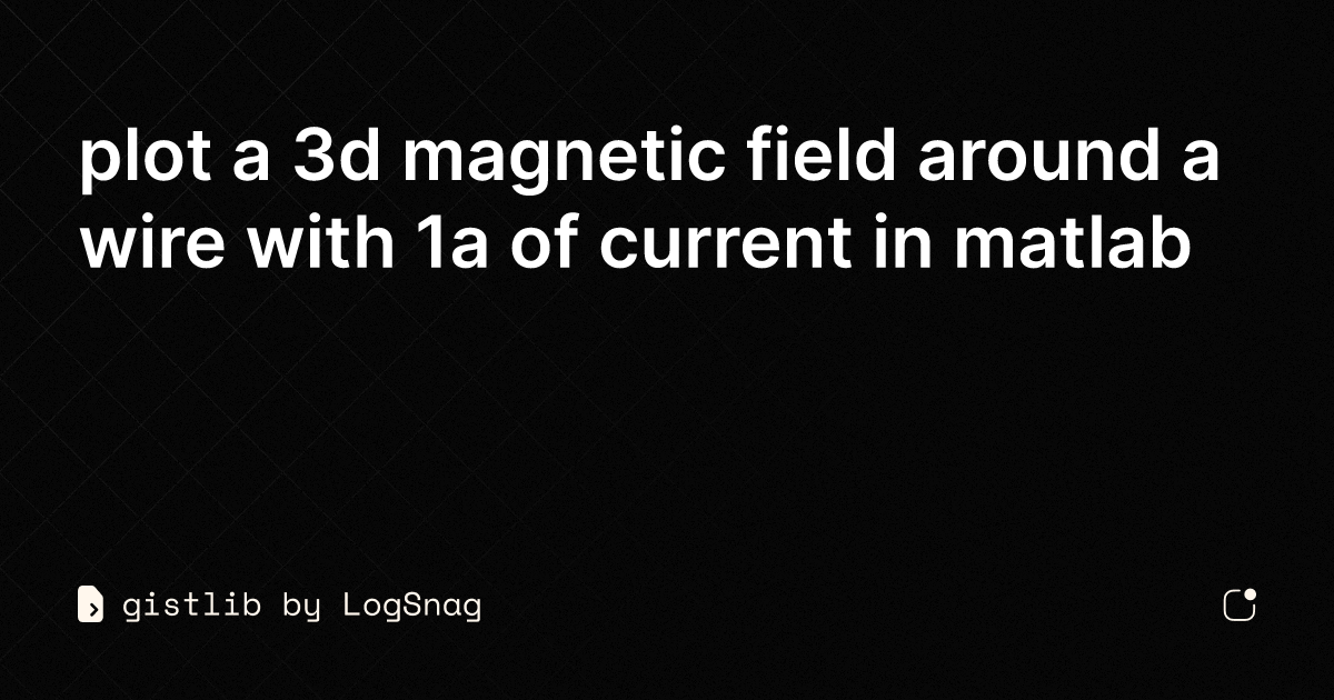 Gistlib Plot A 3d Magnetic Field Around A Wire With 1a Of Current In Matlab