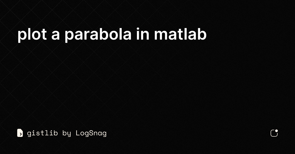 Gistlib Plot A Parabola In Matlab 5222