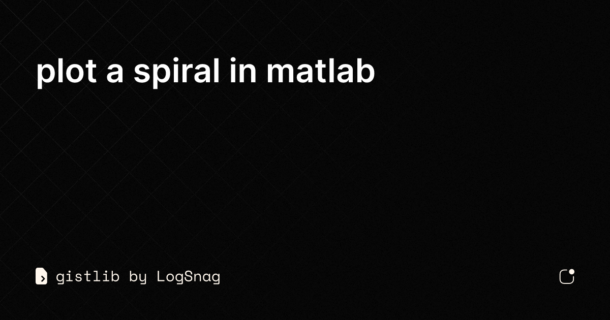 Gistlib Plot A Spiral In Matlab 