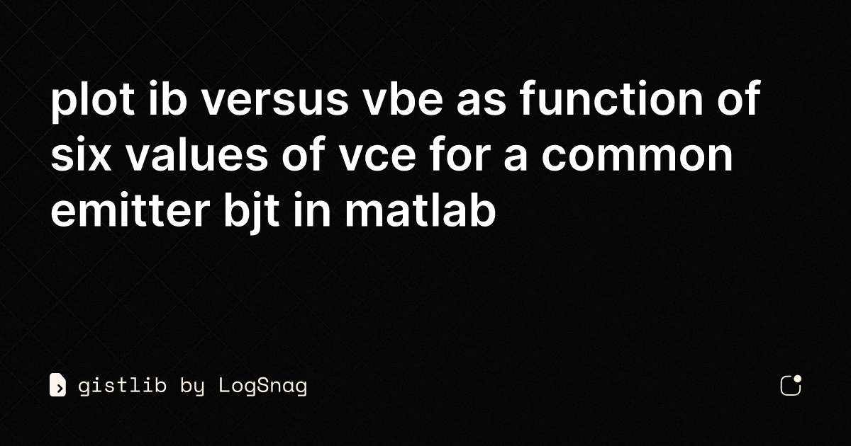 Gistlib Plot Ib Versus Vbe As Function Of Six Values Of Vce For A 