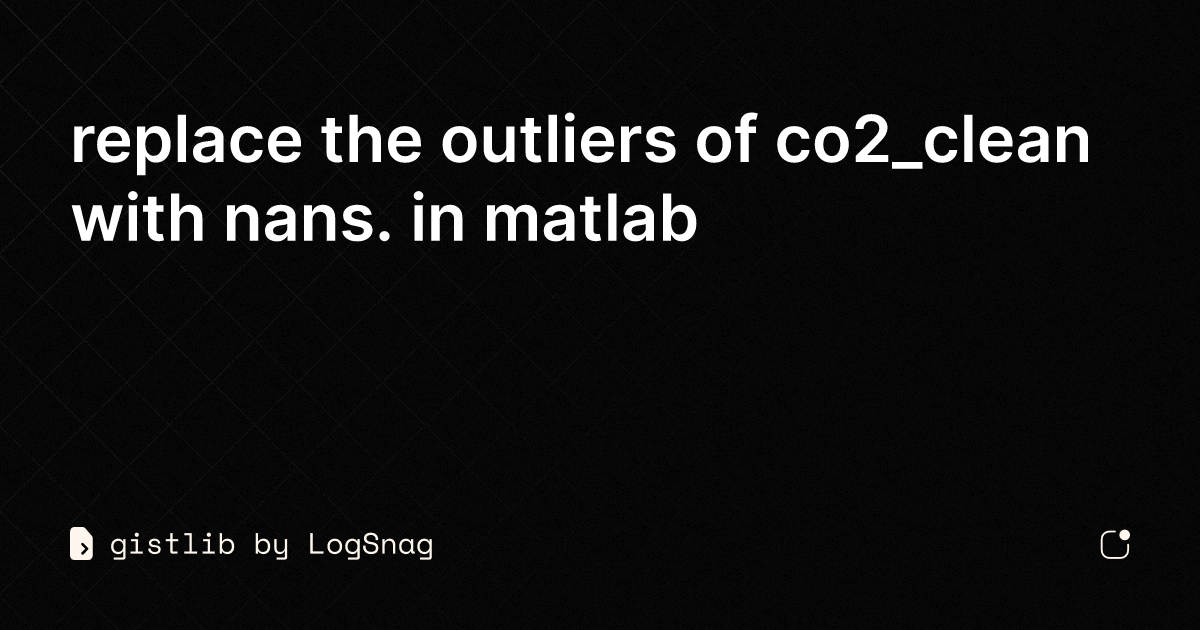 Gistlib Replace The Outliers Of Co2clean With Nans In Matlab