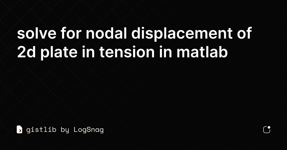 Gistlib Solve For Nodal Displacement Of 2d Plate In Tension In Matlab 9455