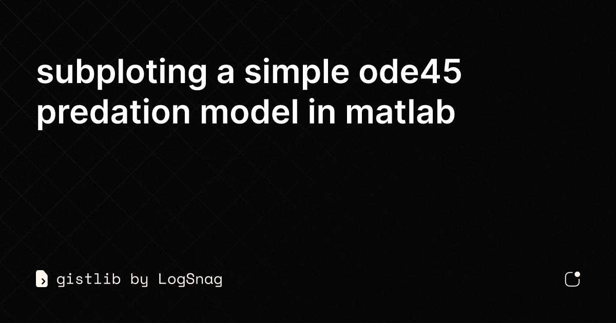 Gistlib Subploting A Simple Ode45 Predation Model In Matlab