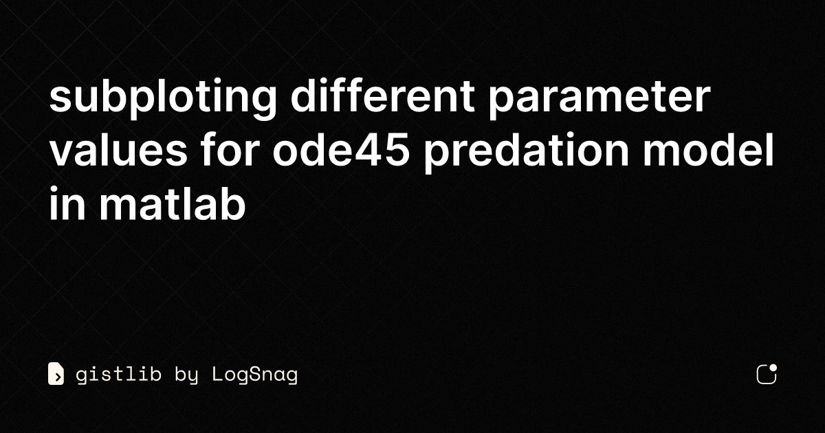 Gistlib Subploting Different Parameter Values For Ode45 Predation Model In Matlab 0440