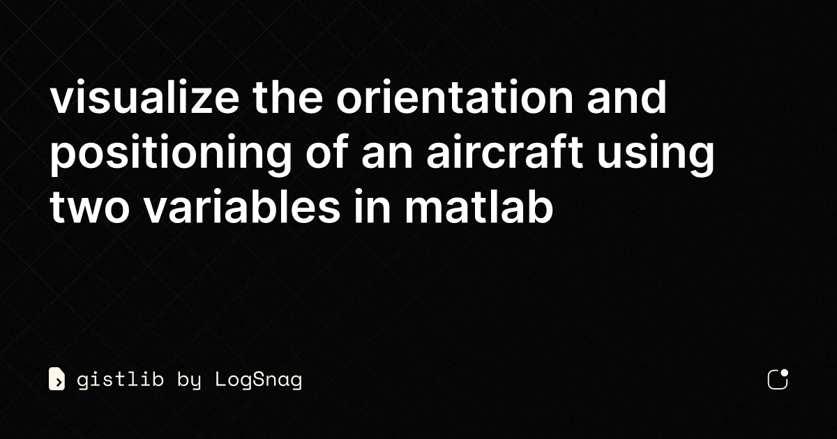 Gistlib Visualize The Orientation And Positioning Of An Aircraft Using Two Variables In Matlab 9723